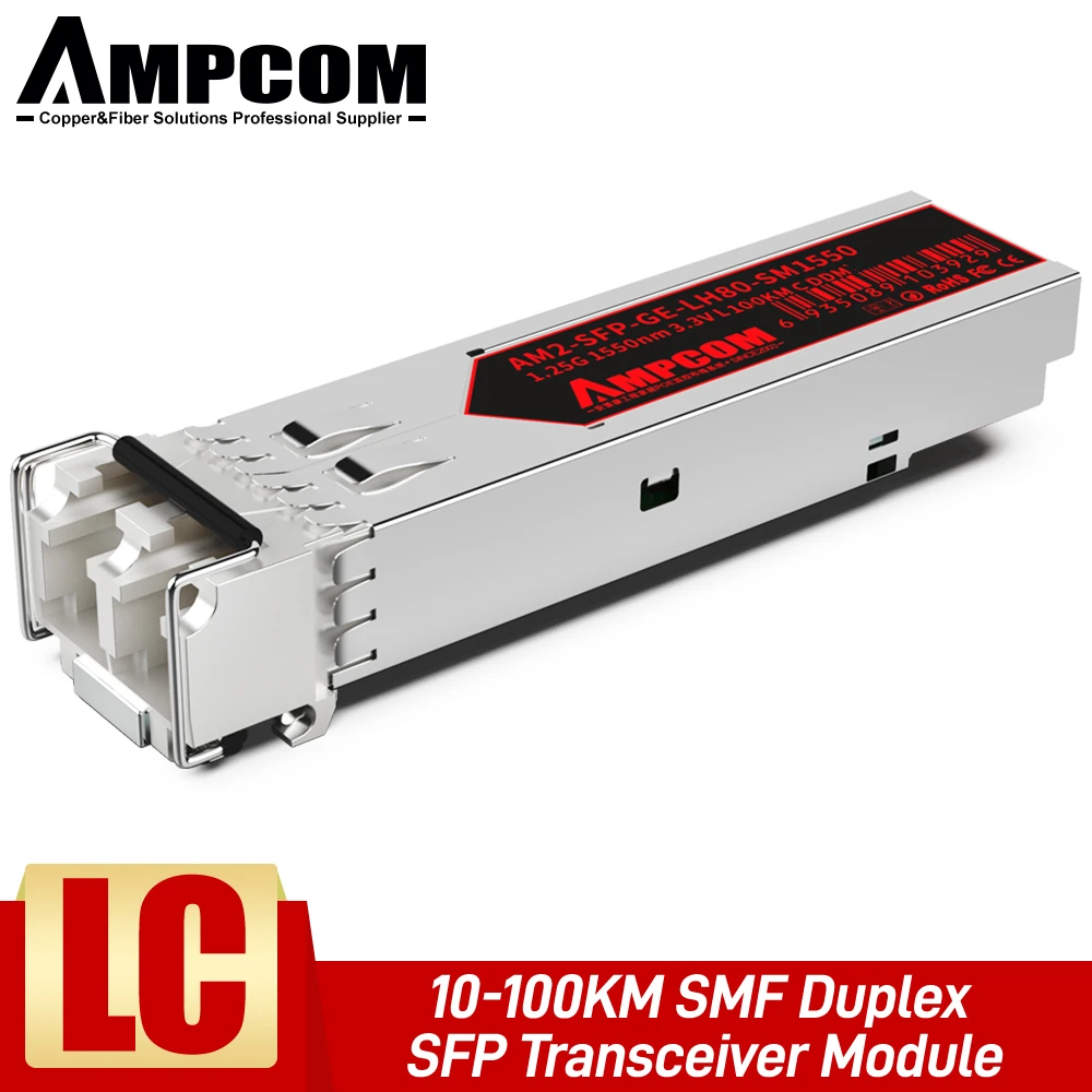 Ampcom 1.25g Lc Sfp Single Mode Duplex Optic Module 1000base-sx, 10-100km 1310/1550nm, Giabit ...