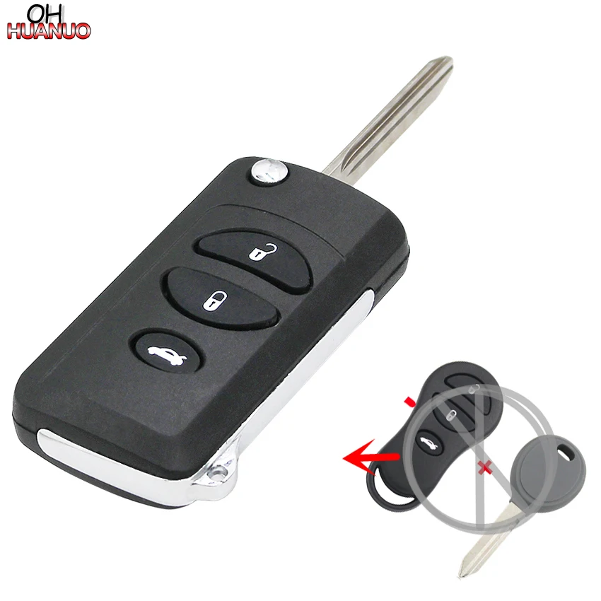 Modified Folding Flip Remote Key Shell 3 Button Key Case Fob Uncut Key ...