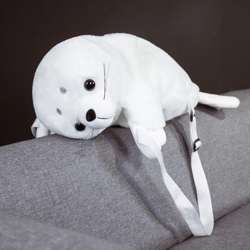 Seal Plush Backpack Kawaii White Seal Bag Animal Girls School Bag ...