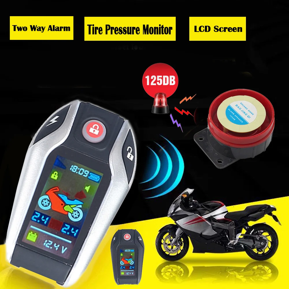 LCD Screen Motorcycle Alarm Auto Lock/Unlock Security System Two Way ...