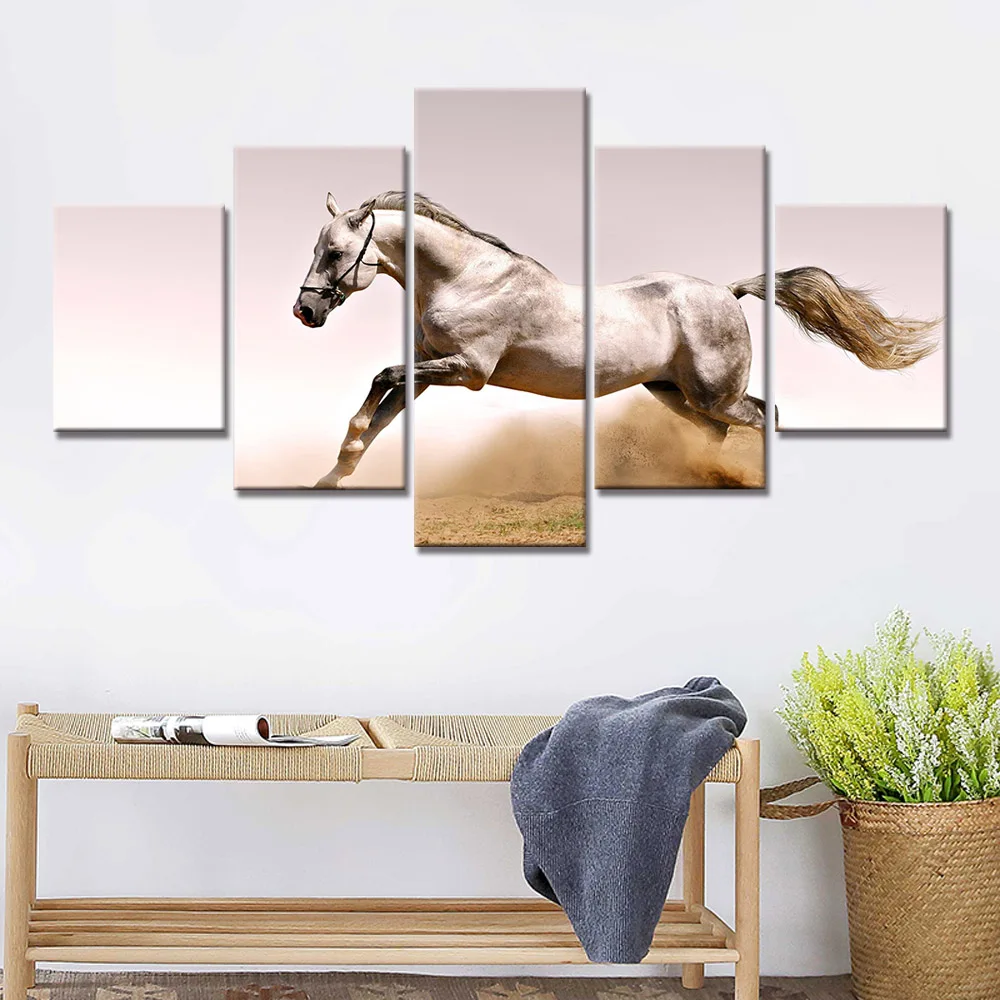 Running Horse Poster Decor 5 Piece Modular Pictures Wall Art Canvas ...