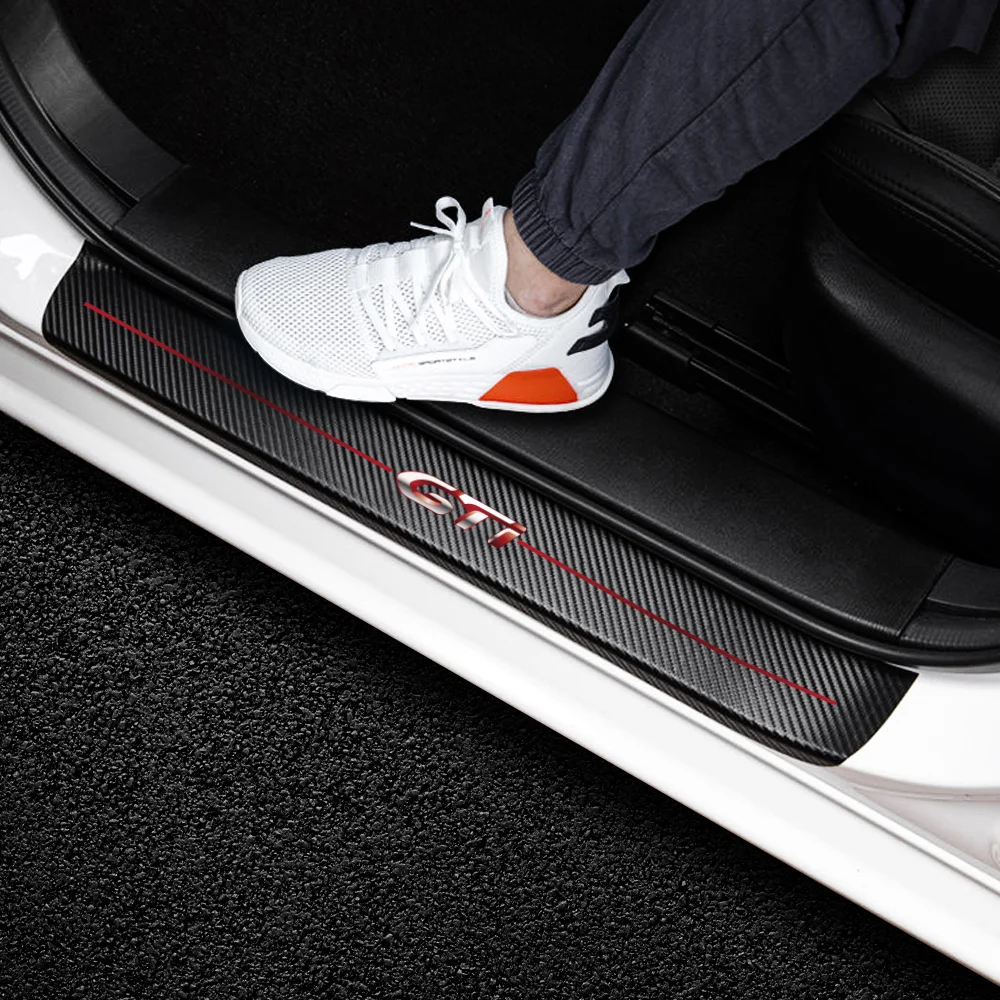 Car Protector Stickers Door Carbon Fiber Sill Scuff Plate Decor ...