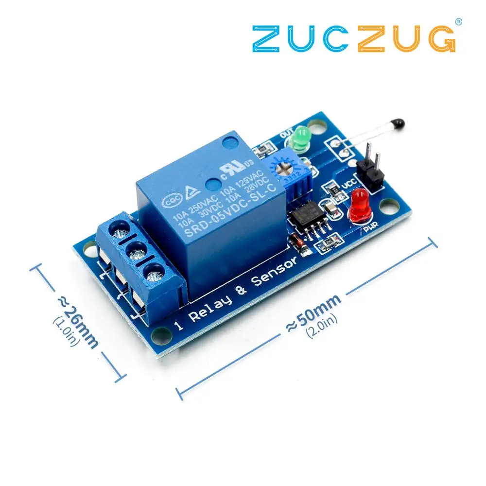 5V/12V Thermal Sensor Module 1 Channel Relay Module Combo Module Thermistor Temperature Sensor ...