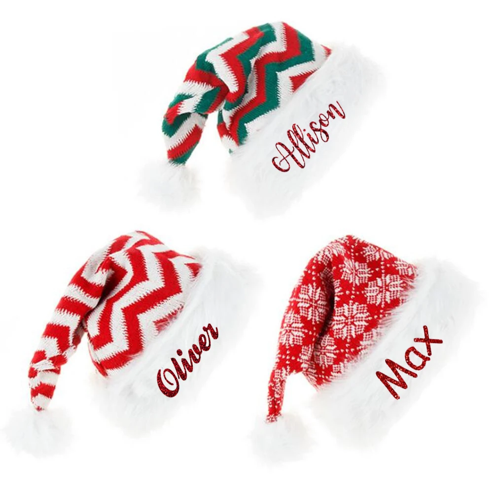 Personalisierte Stricken Santa Hut Weihnachten Party Hut Bauernhaus ...