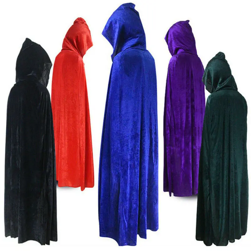 2019 Halloween Death Cloak Adults Velvet Cloaks Cape Hooded Medieval ...