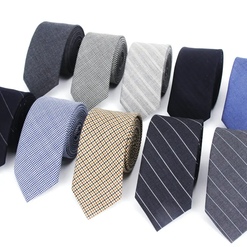 High Quality Mens 100% Wool Tie Solid Striped Houndstooth 5cm Skinny ...