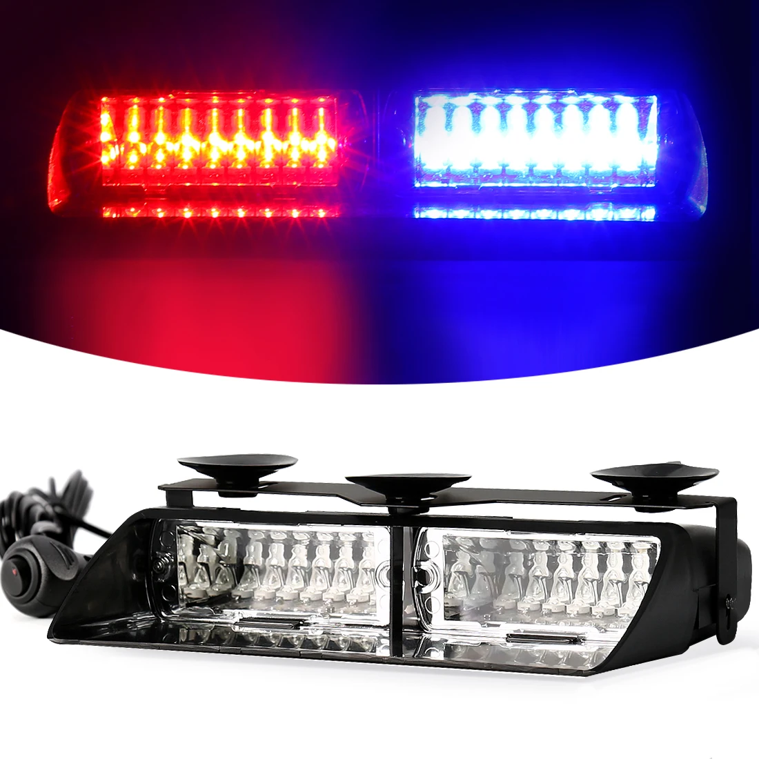 16-LED-Strobe-Signal-Emergency-Windshield-Warning-Beacon-Lights-Red ...