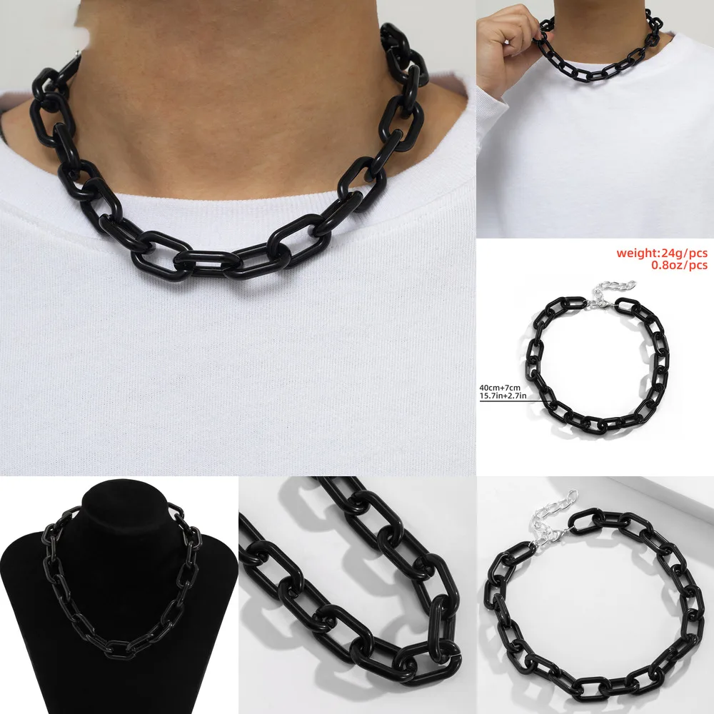 Vintage Punk Acrylic Chain Necklace Bohemian Summer Statement Plastic ...