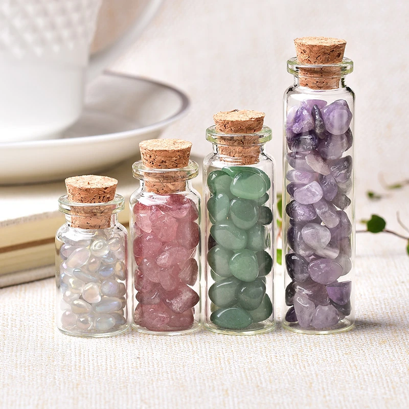 1PC Natural Crystal Glass Wishing Bottle Home Decor Healing Stone ...
