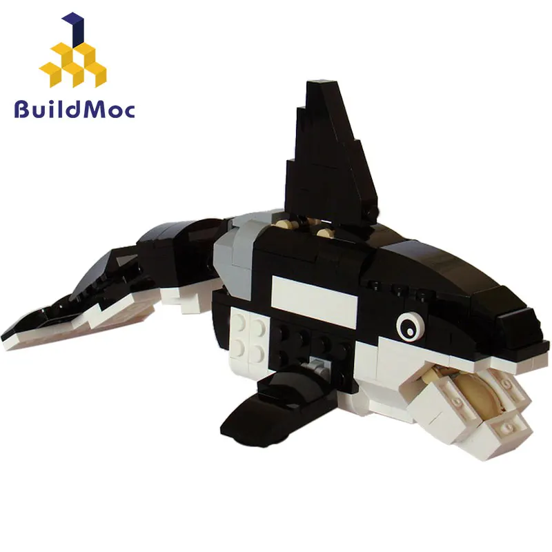 BuildMoc Deep Sea Creatures Shark Stand Killer Whale Sharks Figure ...
