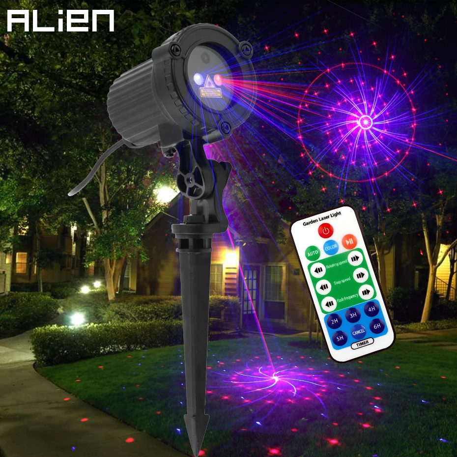 ALIEN Remote Control Red Blue 12 Patterns Laser Landscape Lighting Xmas ...