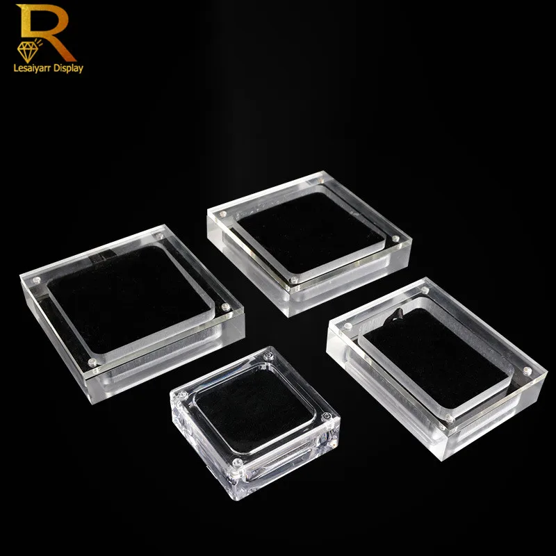 Acrylic-Glass-Top-Gem-Box-White-Black-Showcase-Gemstone-Casket-Diamond ...