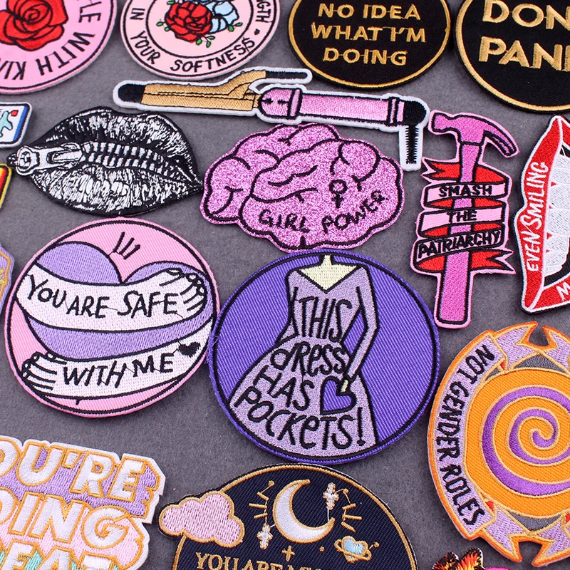 Girl-Power-Patches-On-Clothes-DIY-Lips-Badges-Clothing-Thermoadhesive ...