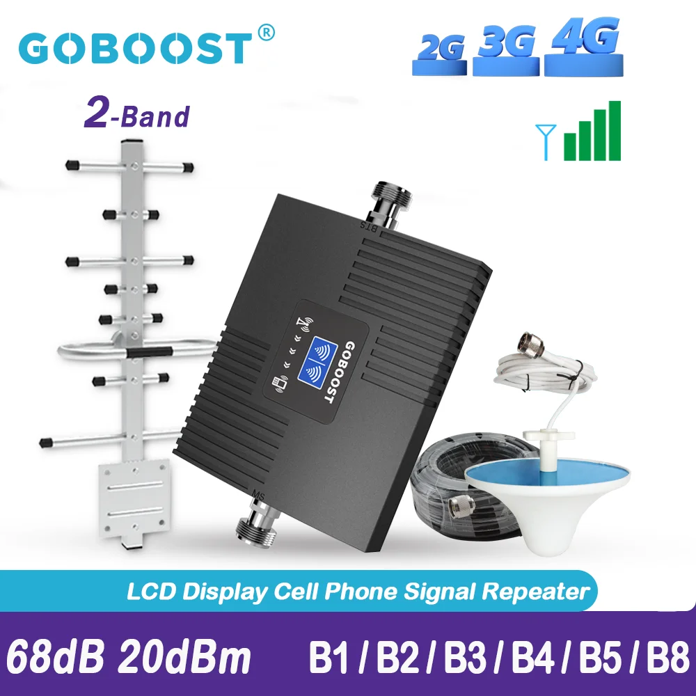 GOBOOST 2 Band Cellular Amplifier GSM 2G 3G LTE 4G 1800 850 900 Cell ...