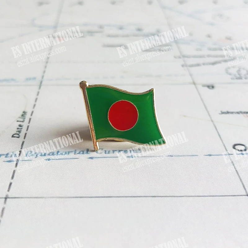 Bangladesh National Flag Crystal Epoxy Metal Enamel Badge Brooch ...