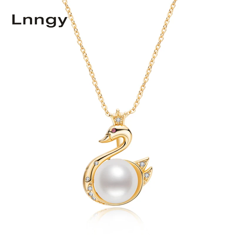 Lnngy-14K-Gold-Filled-Swan-Chain-Necklace-9-5-10mm-Natural-Synthetic ...