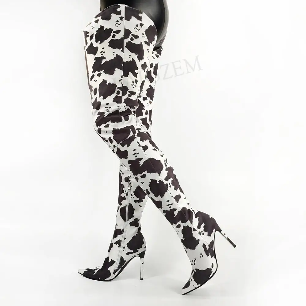 Laigz-botas-femininas-cano-alto-estampa-de-vaca-camur-a-falsa-corte-em ...