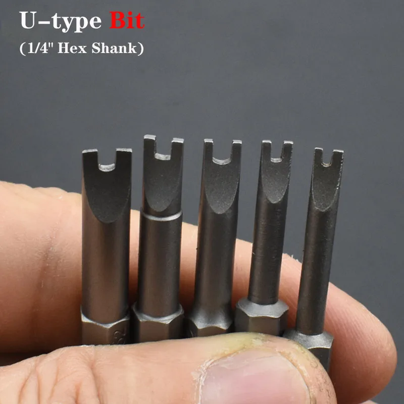 U-type Magnetic Screwdriver Bits Set S2 Alloy 1/4 Hex Shank Electric ...