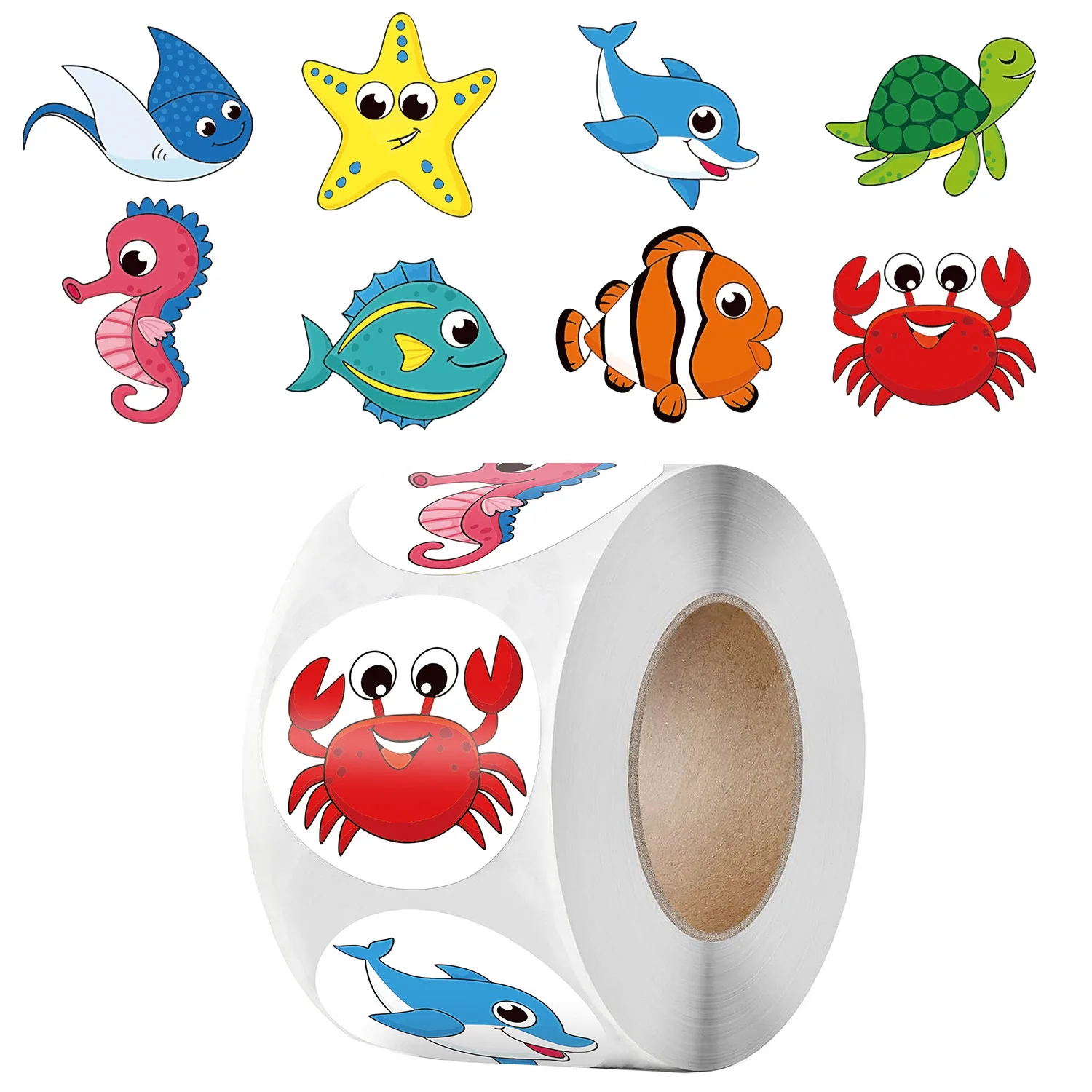 50-500pcs Cute Cartoon Starfish Stickers Children Reward Label ...