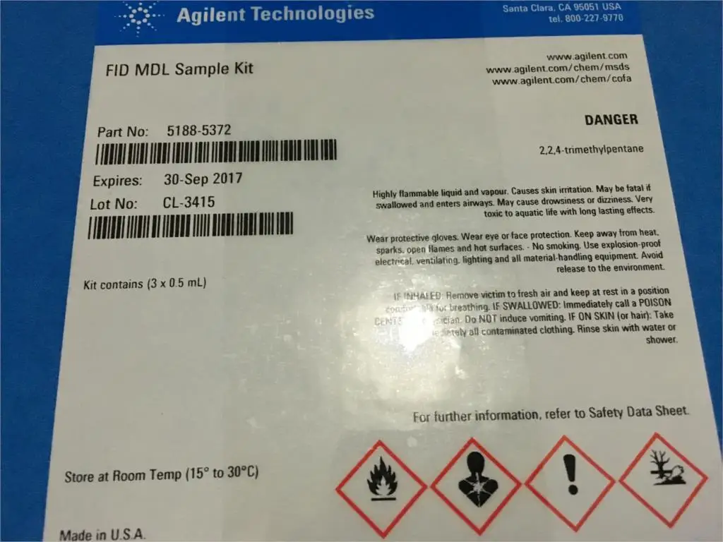 FOR-1PCS-Agilent-5188-5372-FID-MDL-Sample-Kit-3x0-5ml-Gas-Phase-Test ...