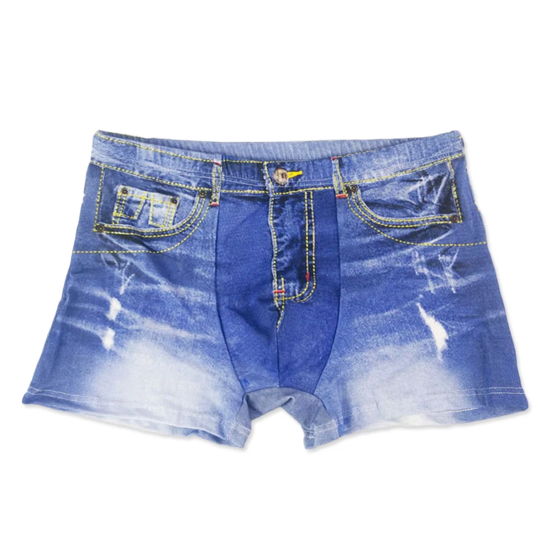 Men Denim Underwear 3D Sexy Boxers Jeans Shorts Classic Print Boxers ...