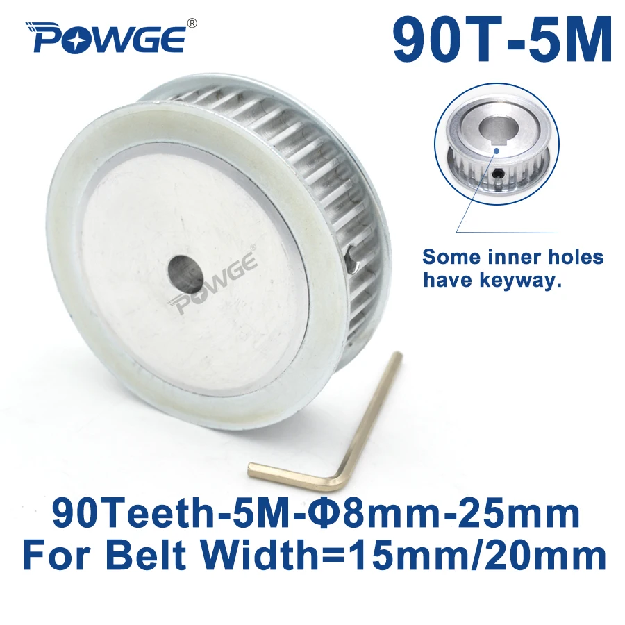 POWGE 90 Teeth HTD 5M Synchronous Timing Pulley Bore 8/10/12/15/16/17 ...