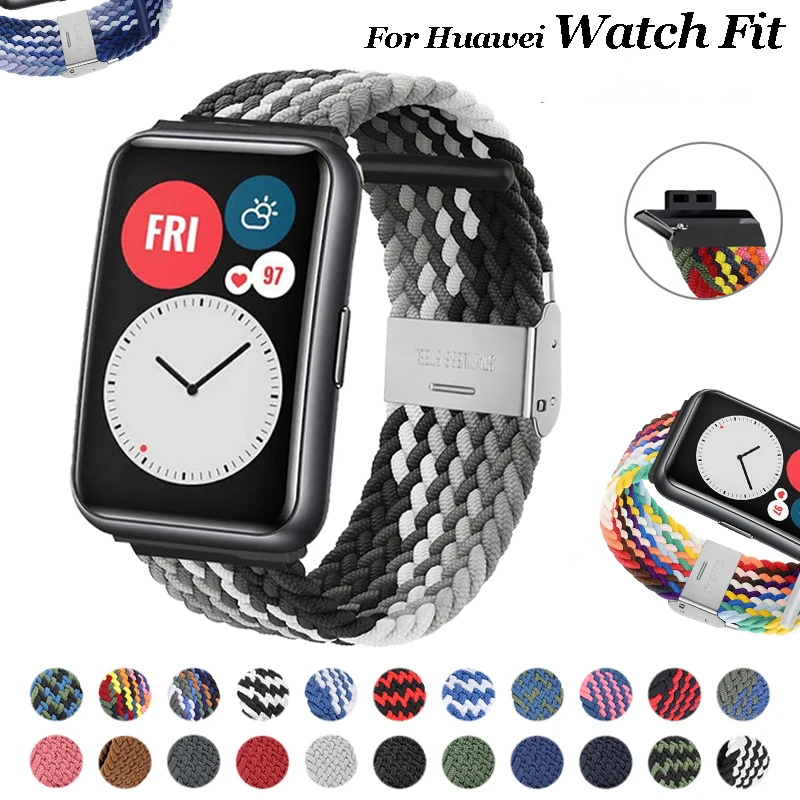 Nylon Braided Watch Strap For Huawei Watch Fit Elastic Loop For Huawei ...