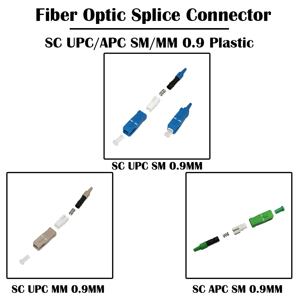 200 Pieces SC UPC/APC Optic Fiber Splice Connector FTTH Ethernet 0.9mm ...