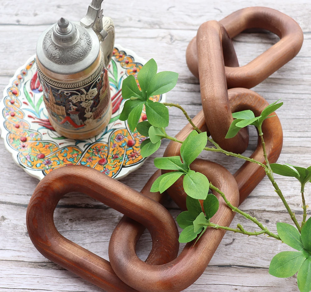 Bohemian-Five-Wooden-Chain-Link-Decor-for-Home-Boho-Hand-Carved-Modern ...