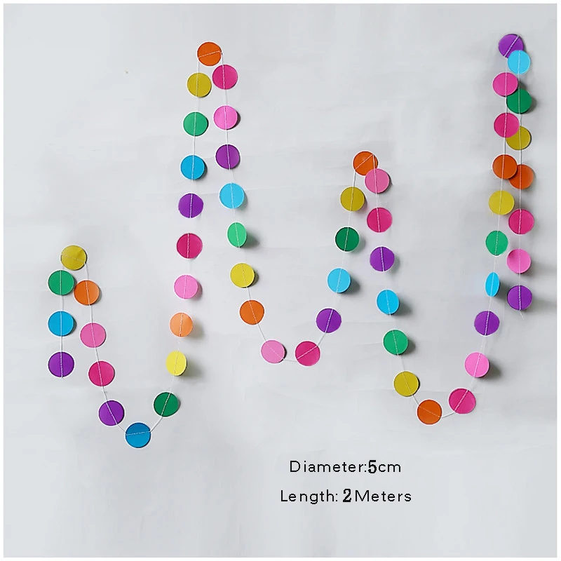Rainbow Color Round Garland String Hang Banner Bunting Wedding Baby ...
