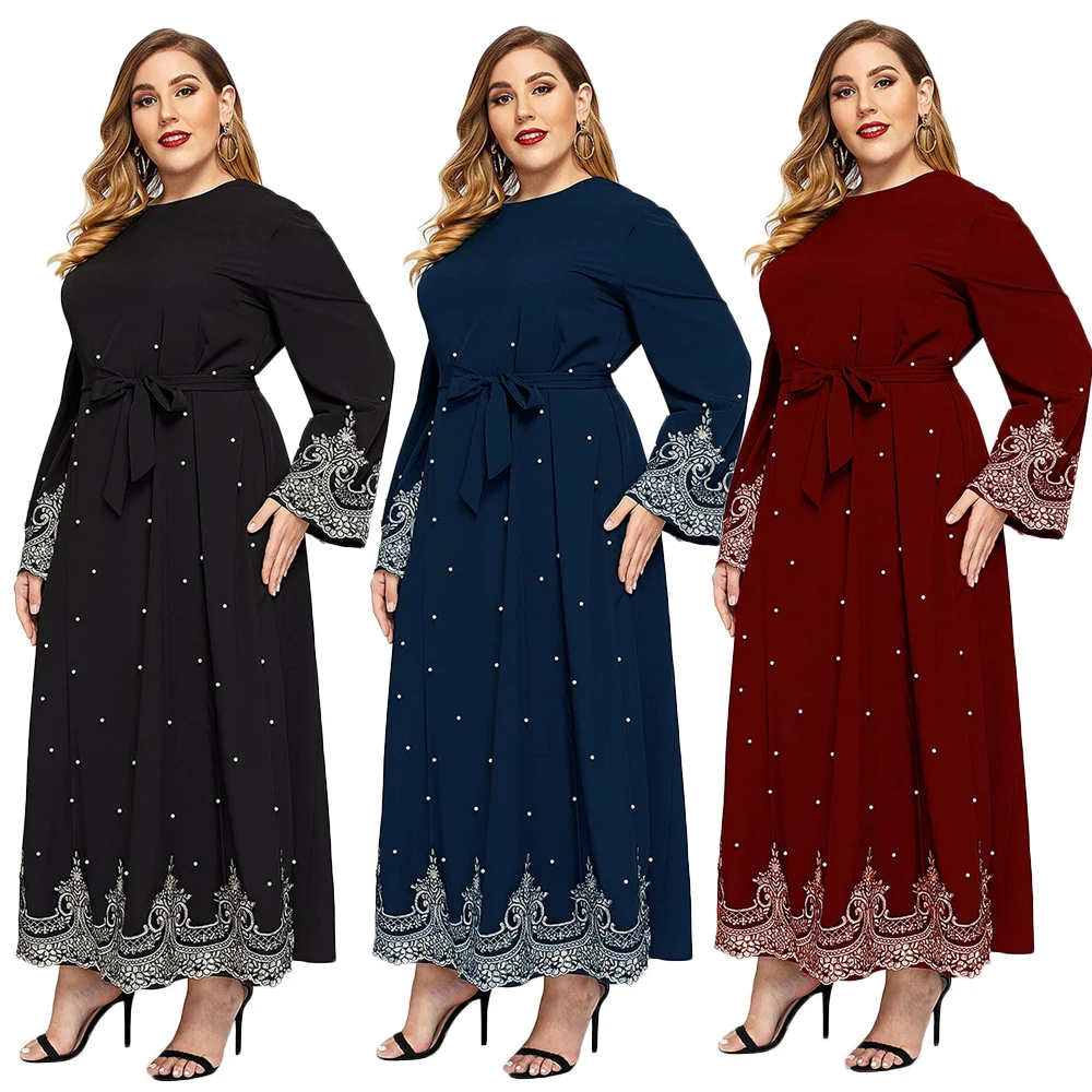Muslim Kaftan Women Beading Long Sleeve Maxi Dress Abaya Embroidery muslim-kaftan-women-beading-long-sleeve-maxi-dress-abaya-embroidery