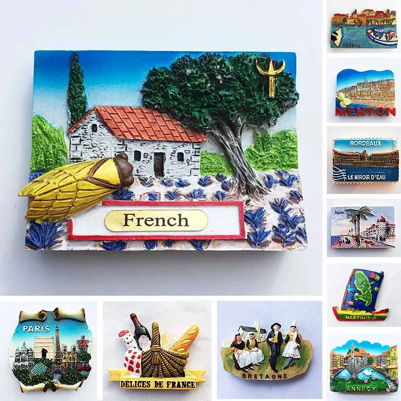 French Paris fridge magnets Martinique Provence Corsica Menton Bordeaux ...