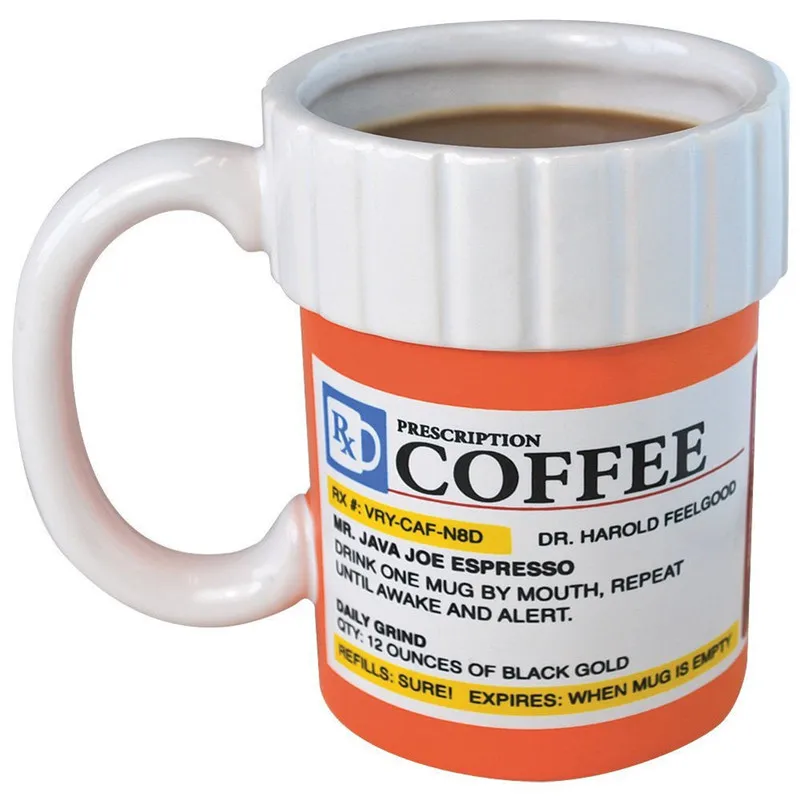Prescription Coffee Mug Pill Bottle Caffeine Coffee Cup Pharmacy Rx ...