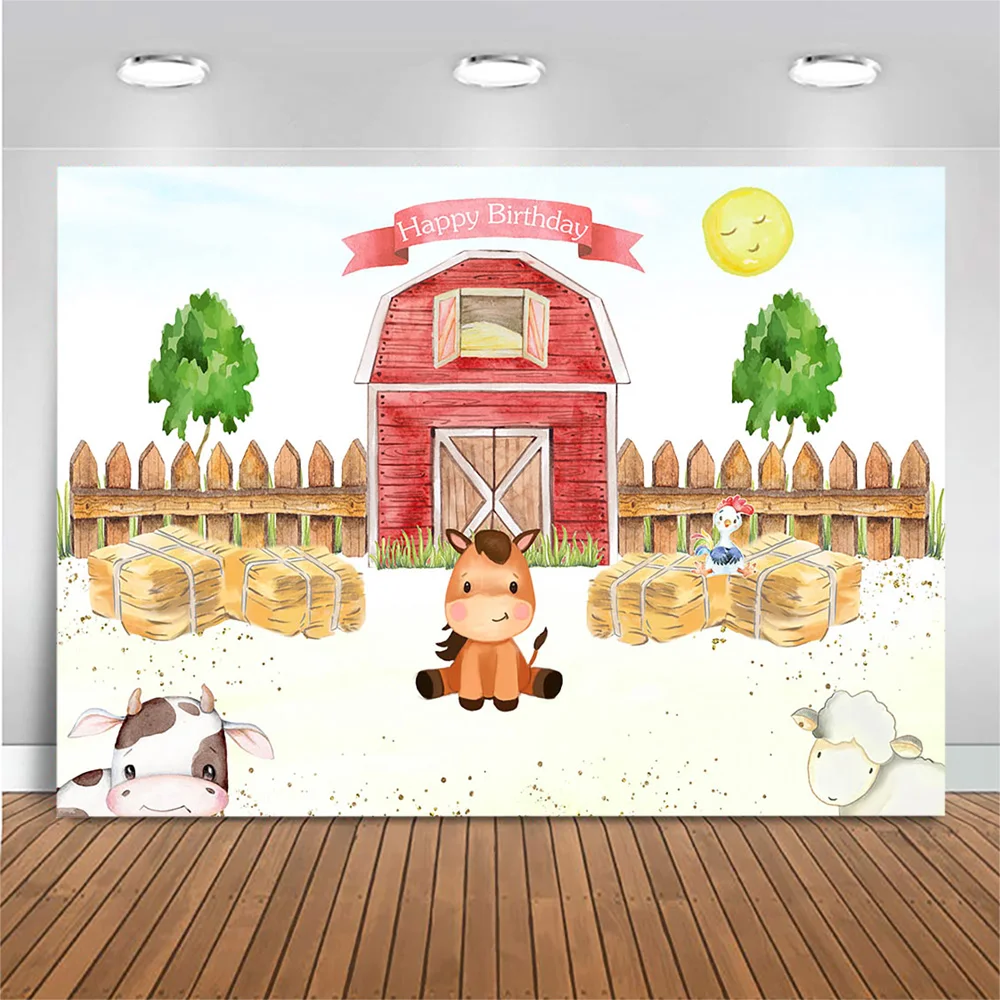 Mocsicka-Baby-Child-Birthday-Backdrop-for-Photography-Red-Barn-Farm ...