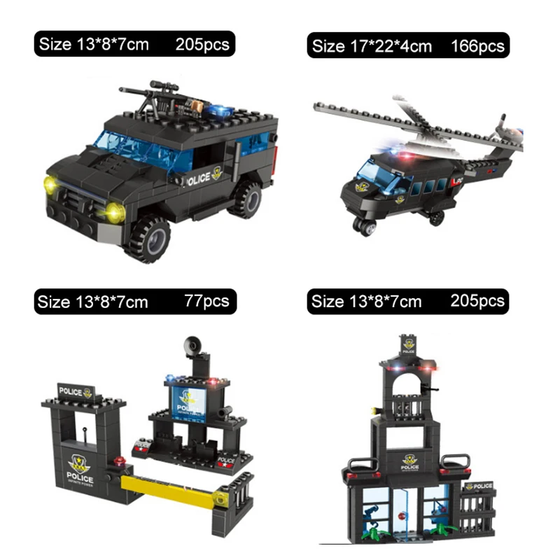 1095pcs City Police Station Building Blocks Swat Team Truck, 56% OFF