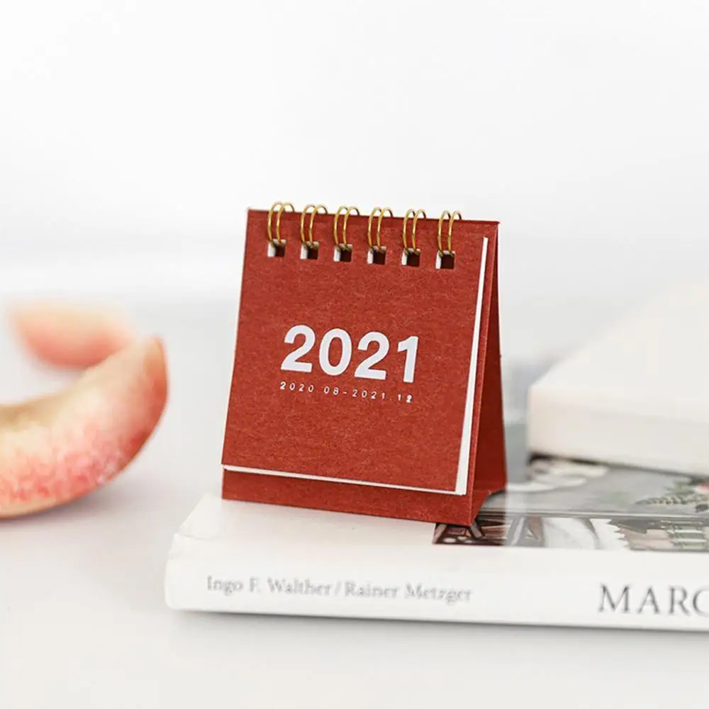2021 Simple Mini Desktop Calendar Paper Cute Pocket Coil Calendar Book ...