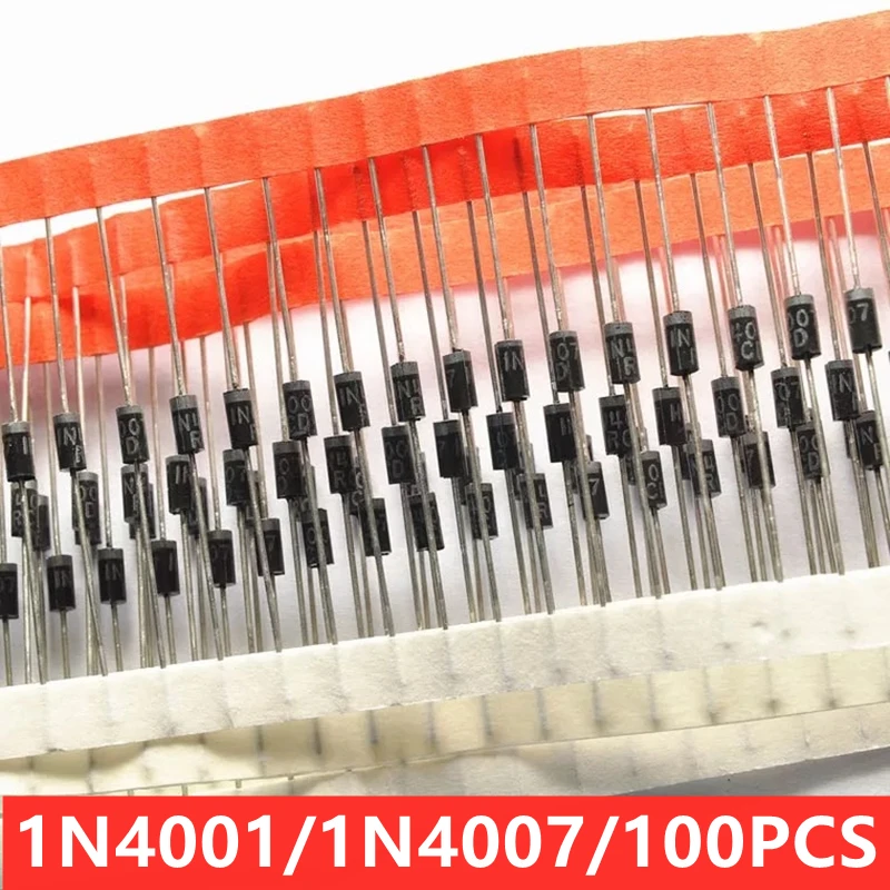 Nuevo diodo rectificador de enchufe recto IN4001, 100 unids/lote ...
