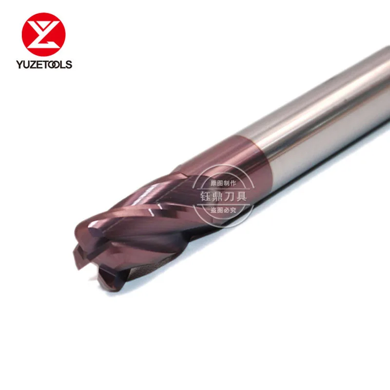 YUZETOOLS CNC HRC55 4F Bull Nose Solid Carbide Endmill With Radio ...