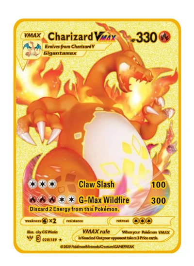 English Gold Cards Metal Card Vmax V Max Pikachu Charizard Rainbow ...