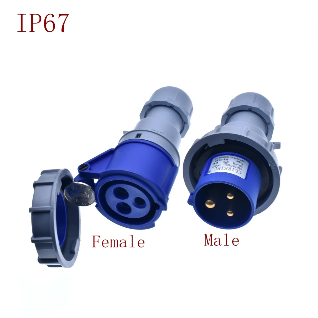 16A-3Pin-IP67-2P-PE-Waterproof-Electric-Industrial-Plug-Socket-Male ...