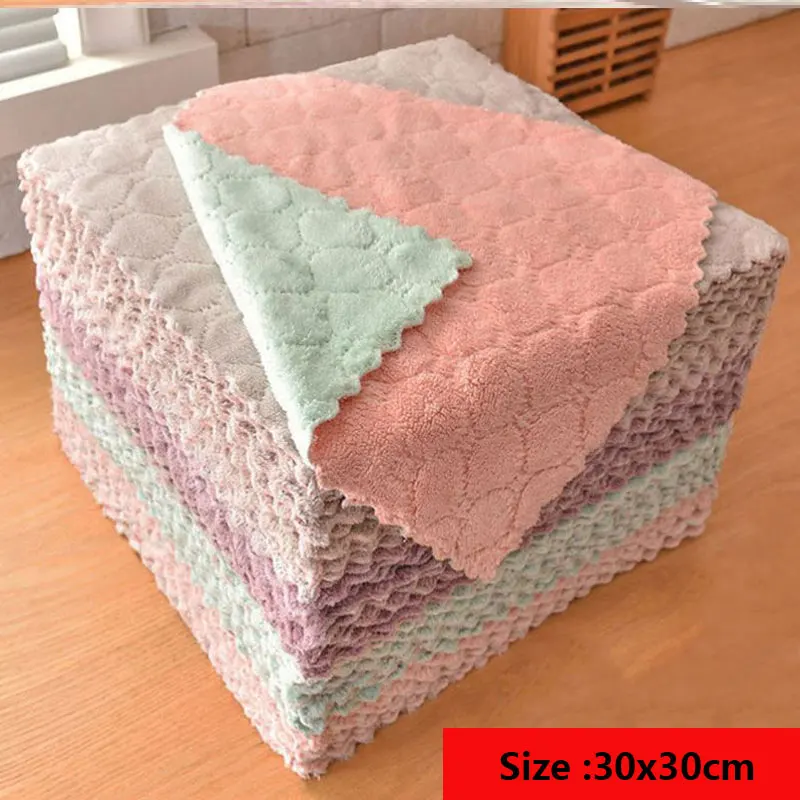 Micro Fiber Cleaning Cloth Rags Water Absorption Non Stick Oil Washing ...