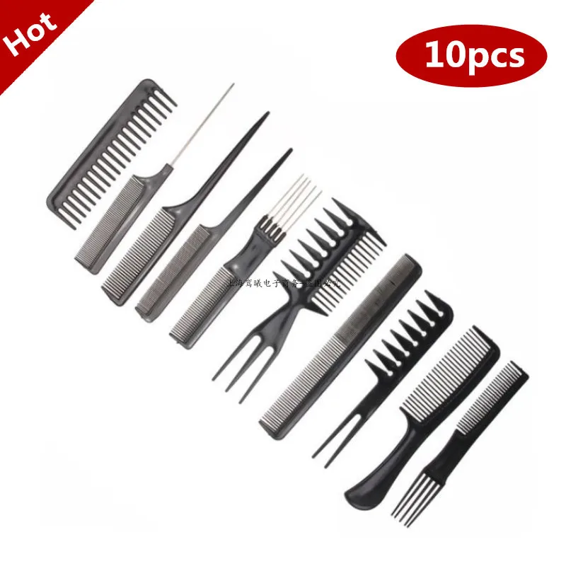 Best New 10pcs/Set Professional Hair Brush Comb Salon Barber Hair Combs ...