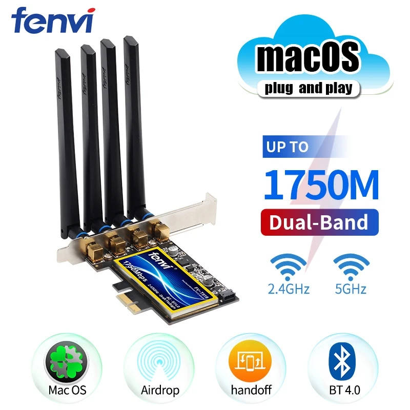 Fenvi T919 Bcm94360 1750mbps Pcie Wireless Adapter Handoff Macos Hackintosh 802.11ac Dual Band 2 ...