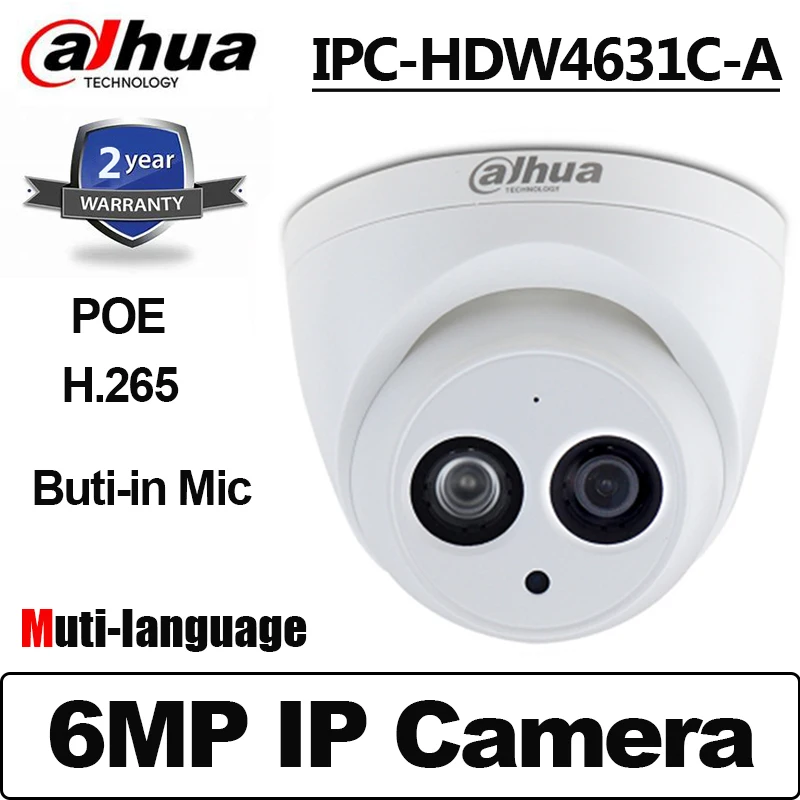 Dahua 6MP IP Camera IPC-HDW4631C-A IR 50m POE H.265 Dome Network Camera ...