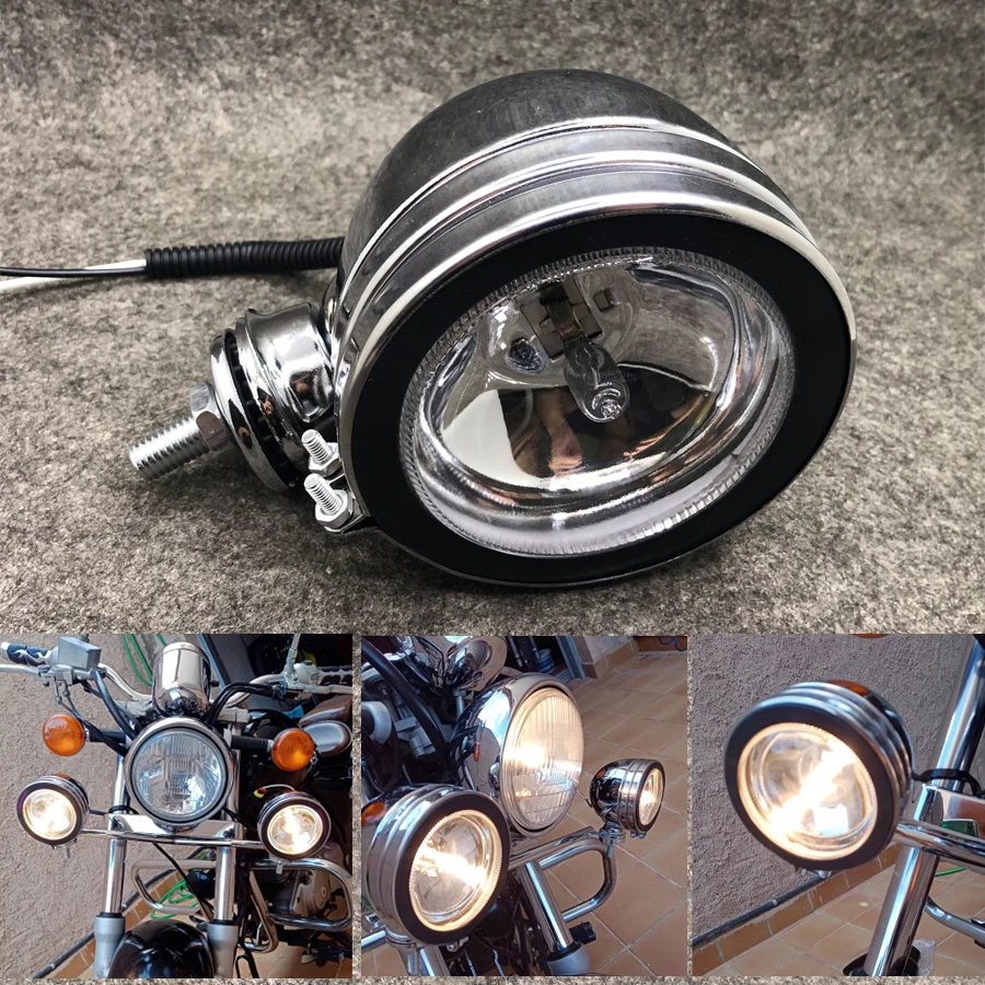 10MM-Chrome-Metal-Universal-Motorcycle-Spot-Light-Auxiliary-Fog-Lamp ...