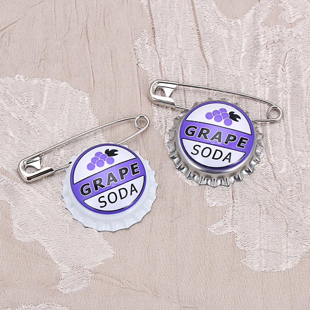 Fashion Grape Soda Bottle Caps Pin Cartoon Movie Badge Brooches Denim ...
