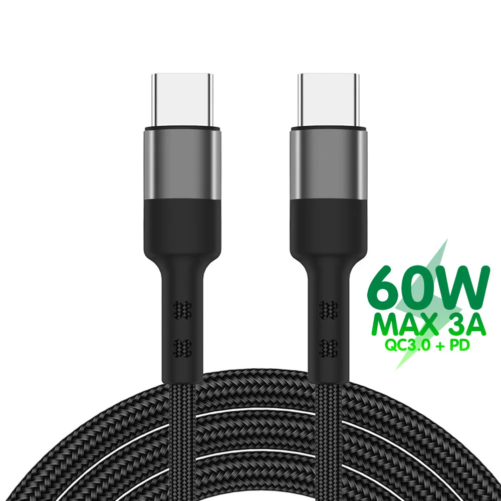 Cable USB Tipo C a Tipo C, cargador PD de 60W, Cable USB C de 1M y 2M, Cable de carga rápida ...