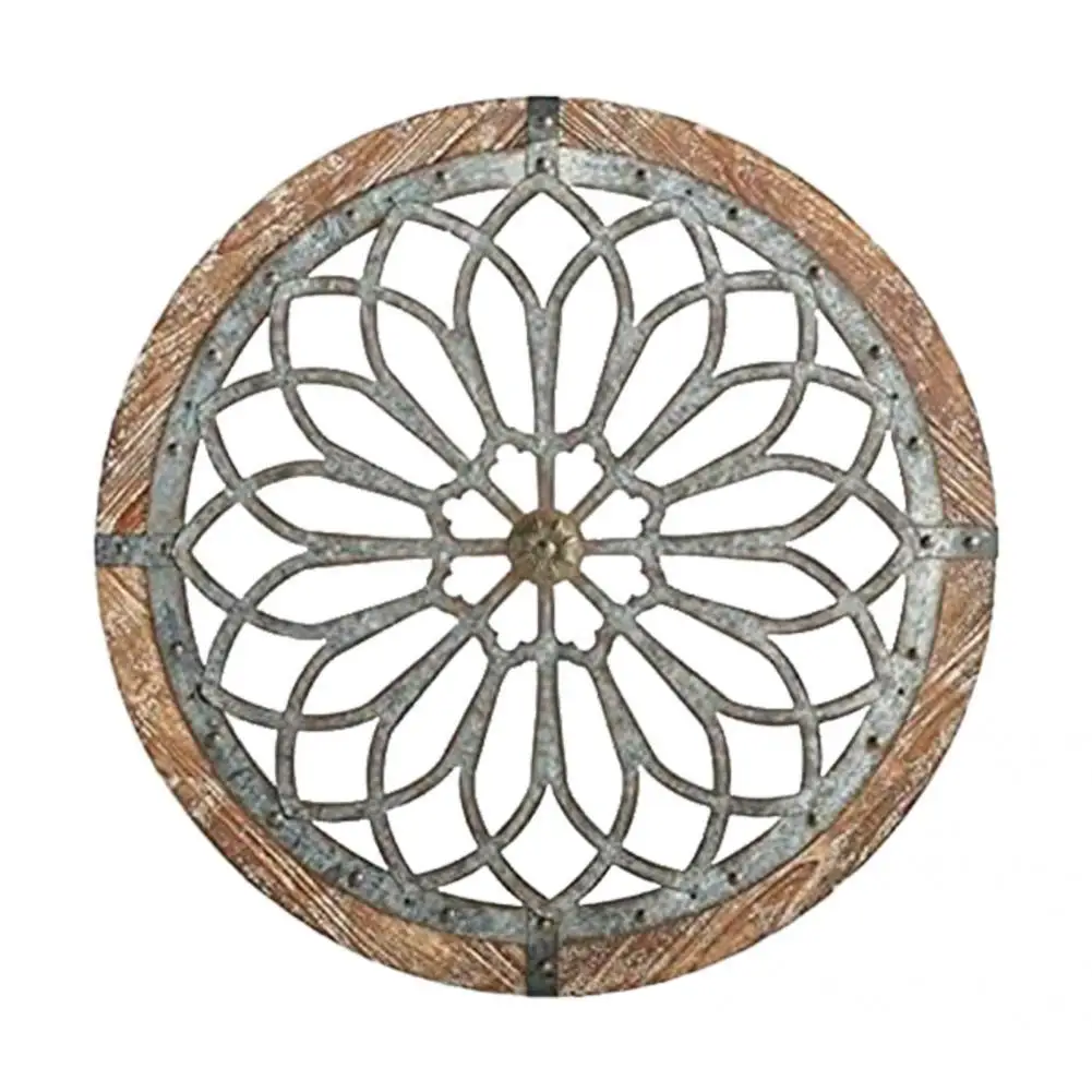 Rustic-Modern-Lightweight-Grid-Round-Wall-Decoration-Pendant-Wood ...
