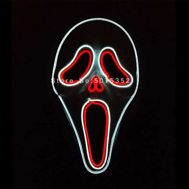 Horror Maska Luminous Glowing Neon EL Mask Cosplay LED Mask ...