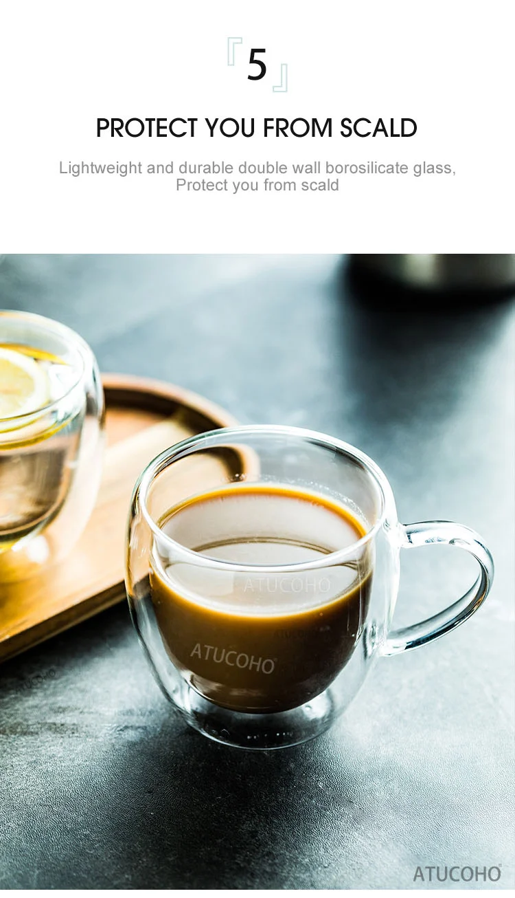 SERVICE A CAFE,150ML-China--Tasse en verre Transparent, Double tasse à café expresso résistante ...